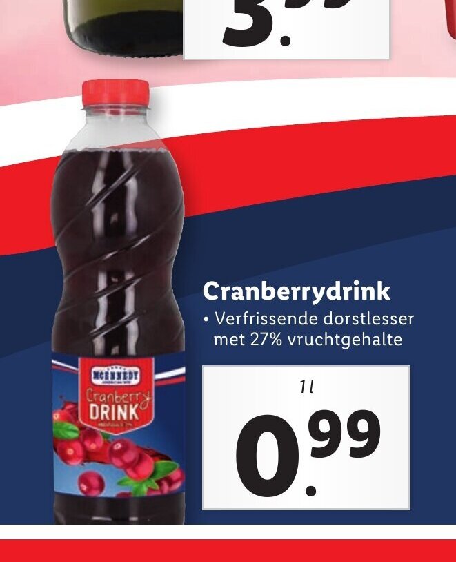Cranberrydrink 1 l aanbieding bij Lidl