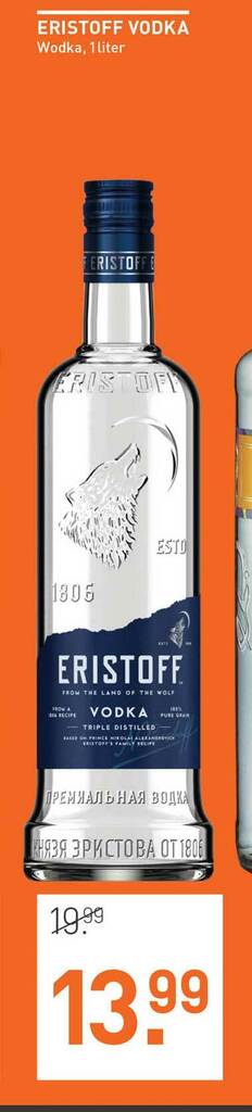 Eristoff Vodka Wodka 1 liter aanbieding bij Gall & Gall