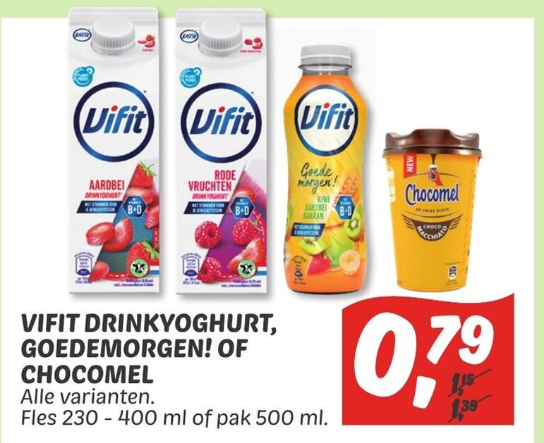 Vifit drinkyoghurt, goedemorgen! of chocomel 230-400 ml aanbieding bij ...