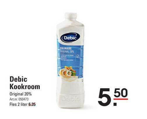 Debic Kookroom Original 20% 2 liter aanbieding bij Sligro