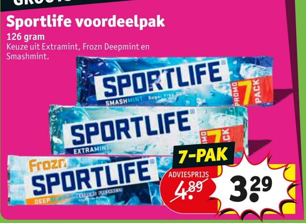 Sportlife voordeelpak 126 gram 7-pak aanbieding bij Kruidvat