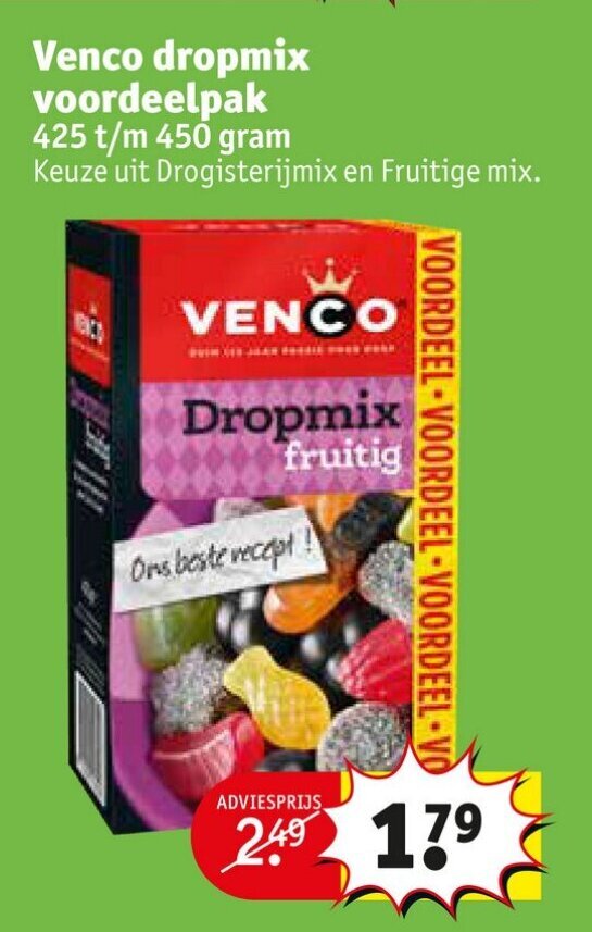 Venco dropmix voordeelpak 425 t/m 450 gram aanbieding bij Kruidvat