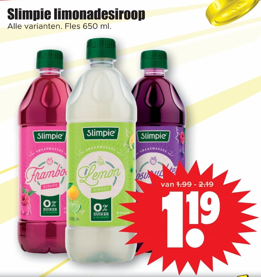 Slimpie limonadesiroop 650 ml aanbieding bij Dirk