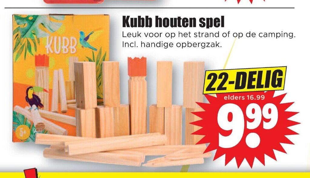 Kubb houten spel 22-delig aanbieding bij Dirk