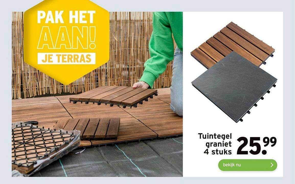 Tuintegel Graniet 4 Stuks aanbieding bij GAMMA