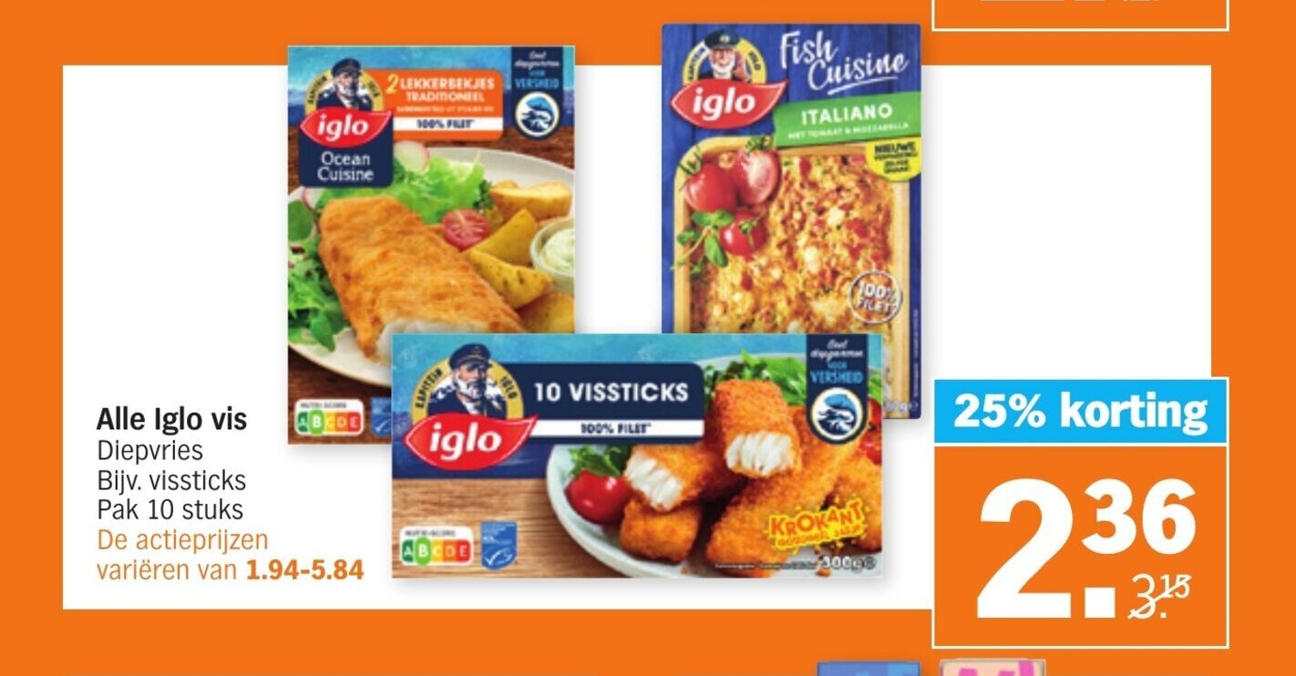 Alle Iglo vis pak 10 stuks aanbieding bij Albert Heijn