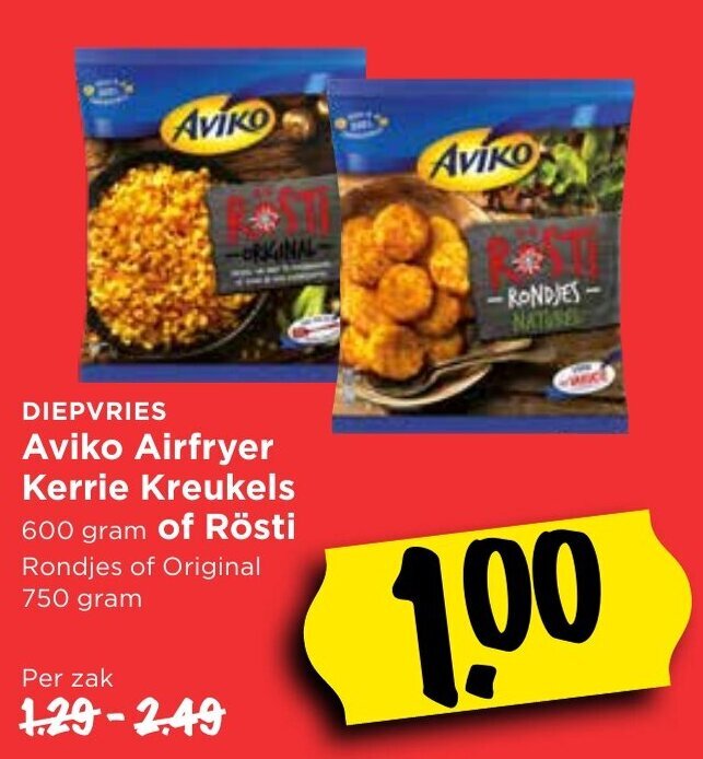 Aviko Airfryer Kerrie kreukels of Rosti 600/700g aanbieding bij Vomar
