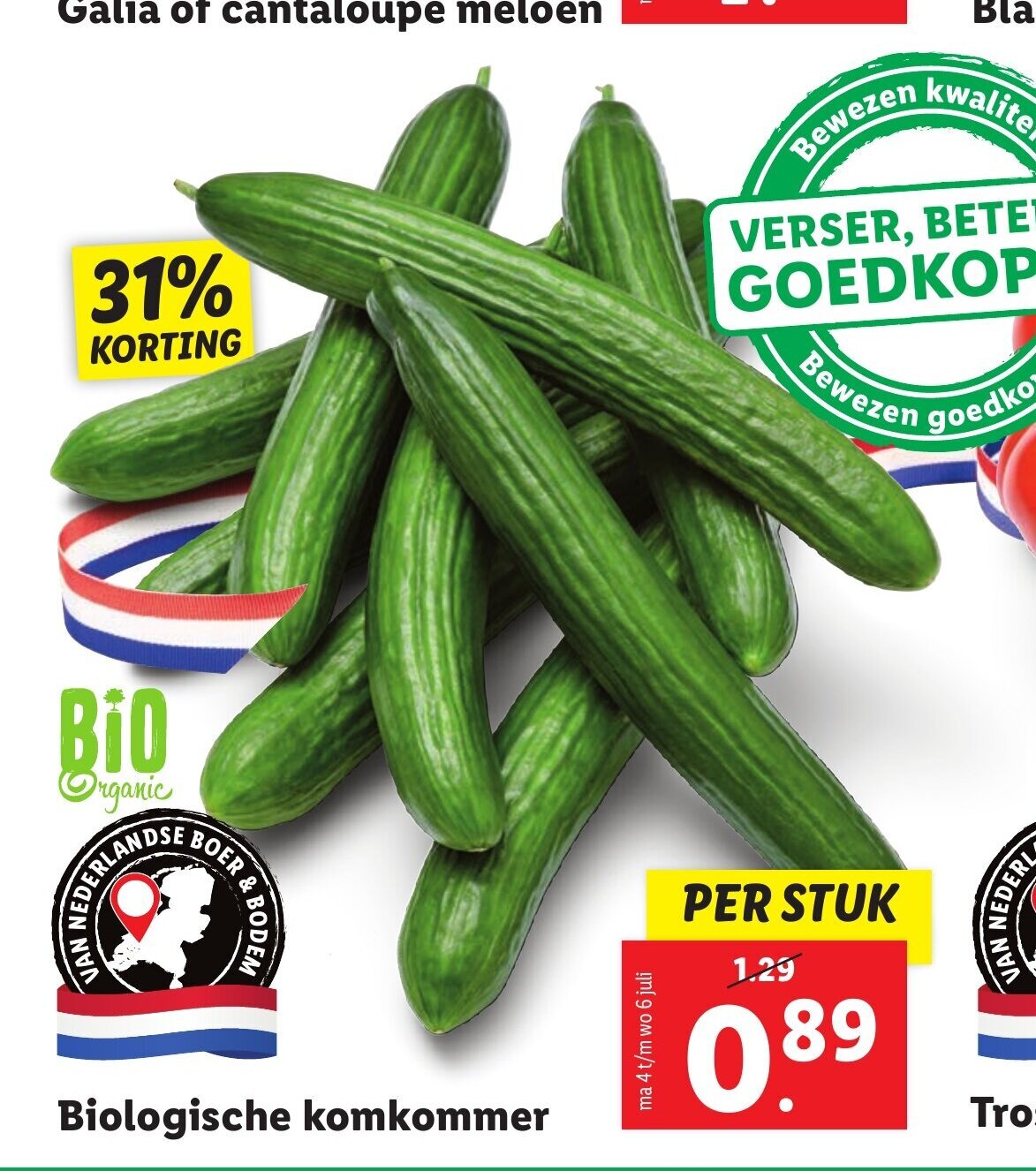 Biologische komkommer aanbieding bij Lidl
