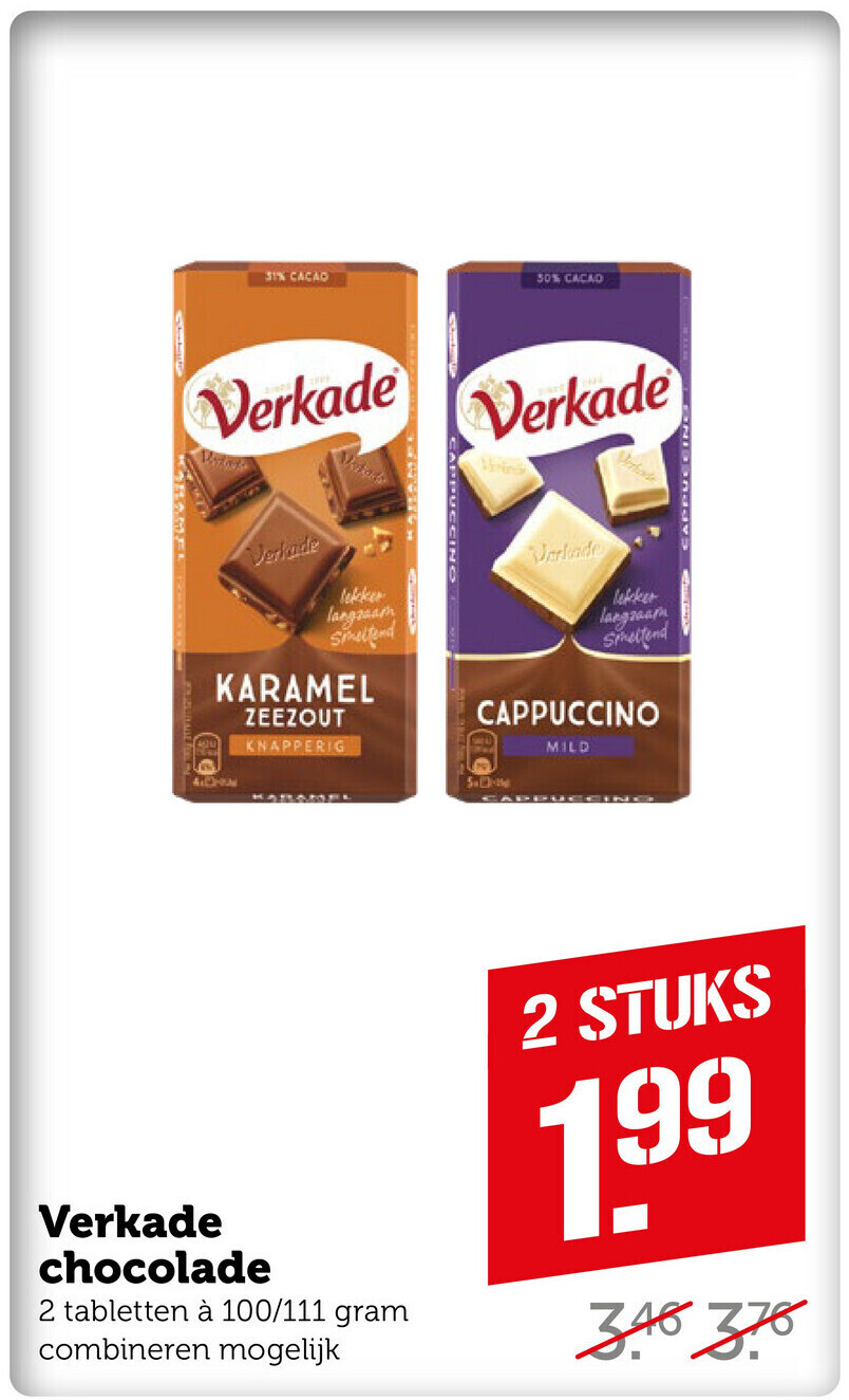 Verkade chocolade 100-110 gram aanbieding bij Coop