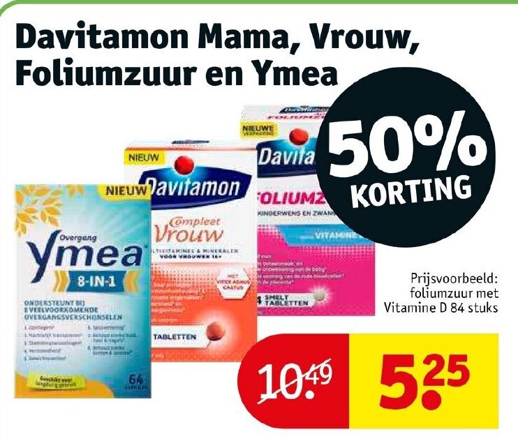 Davitamon Mama, Vrouw, Foliumzuur en Ymea aanbieding bij Kruidvat
