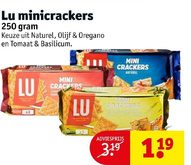 Lu minicrackers 250 gram aanbieding bij Kruidvat