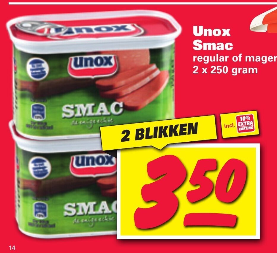 Unox Smac 2x250 gram aanbieding bij Nettorama