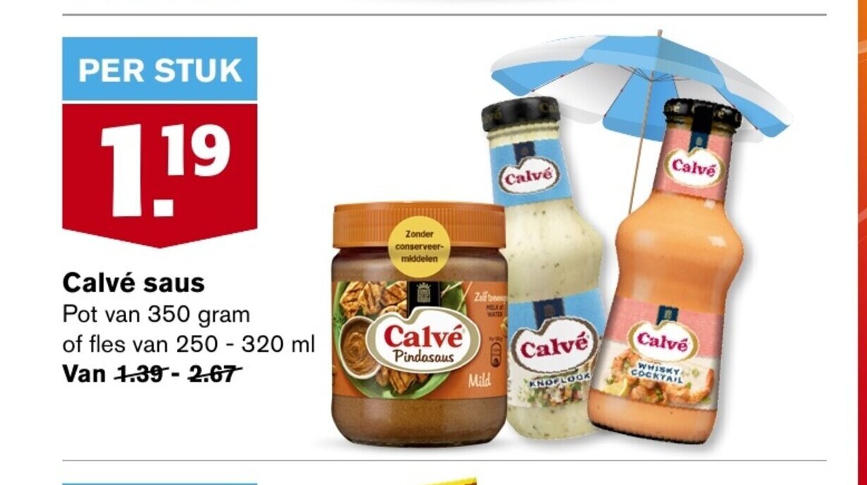 Calve saus 350 gram of fles van 250 - 320 ml aanbieding bij Hoogvliet