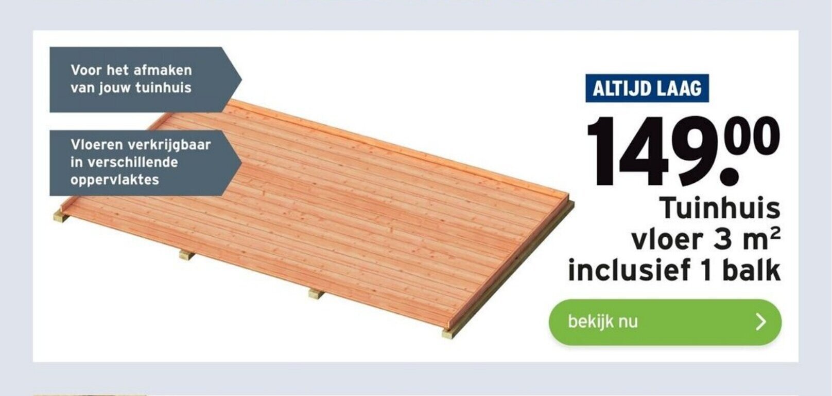 Tuinhuis vloer 3 m inclusief 1 balk aanbieding bij GAMMA