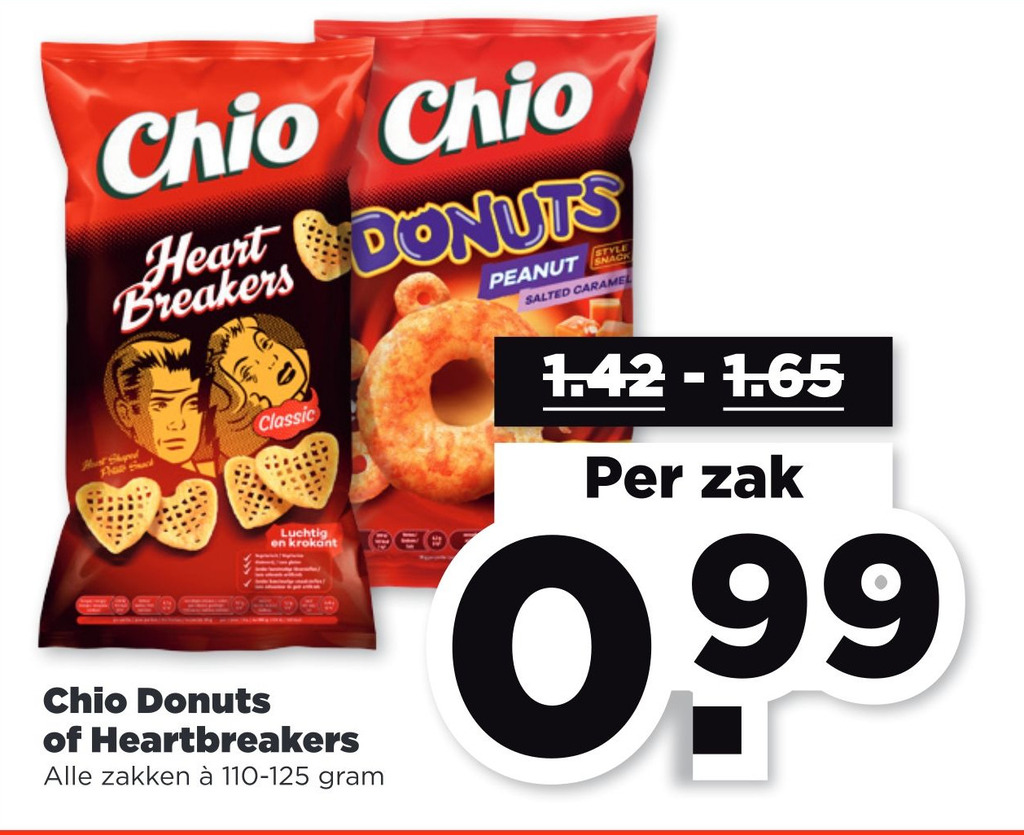 Chio Donuts of Heartbreakers aanbieding bij PLUS