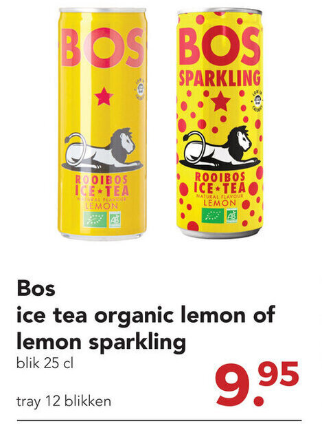 Bos ice tea organic lemon of lemon sparkling aanbieding bij Zegro