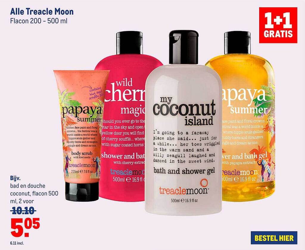 Alle Treacle Moon 1+1 Gratis aanbieding bij Makro