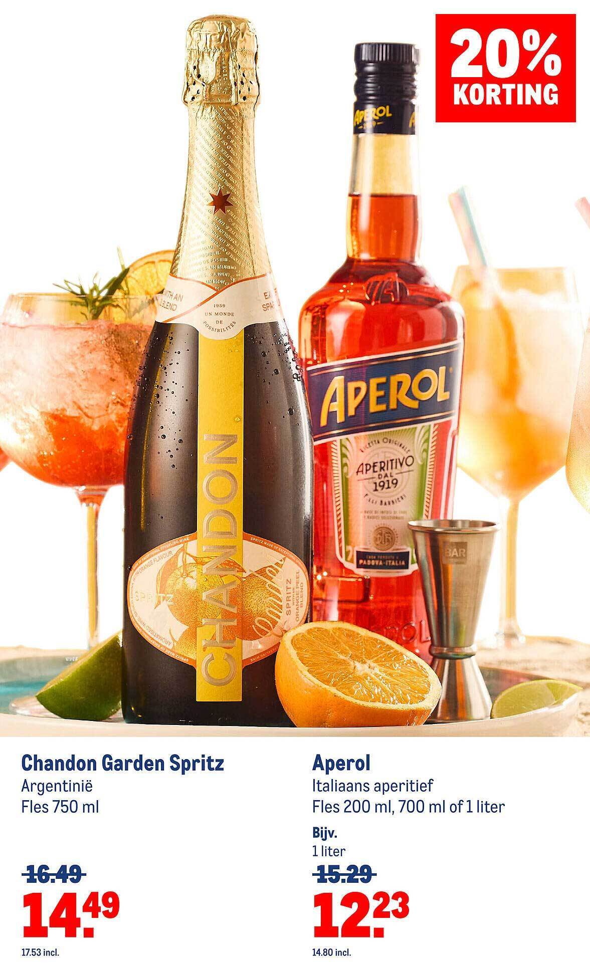 Chandon Garden Spritz Of Aperol 20% Korting aanbieding bij Makro