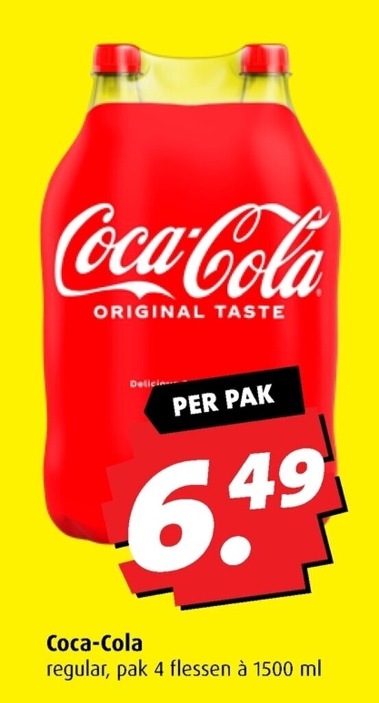 Coca-Cola regular, pak 4 flessen a 1500 ml aanbieding bij Boni