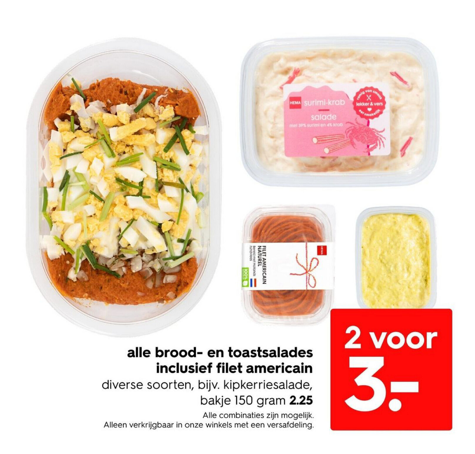Alle brood- en toastsalades inclusief filet americain aanbieding bij HEMA