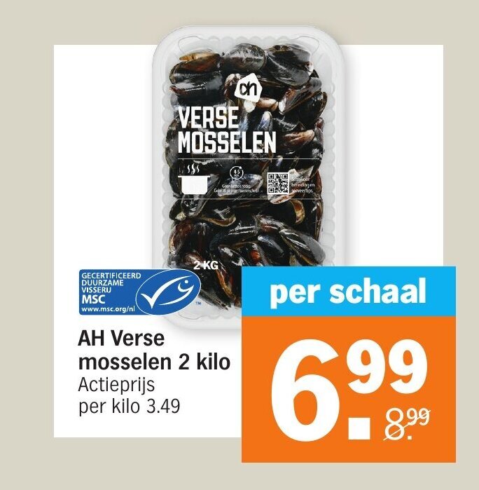 Verse mosselen 2 kilo aanbieding bij Albert Heijn