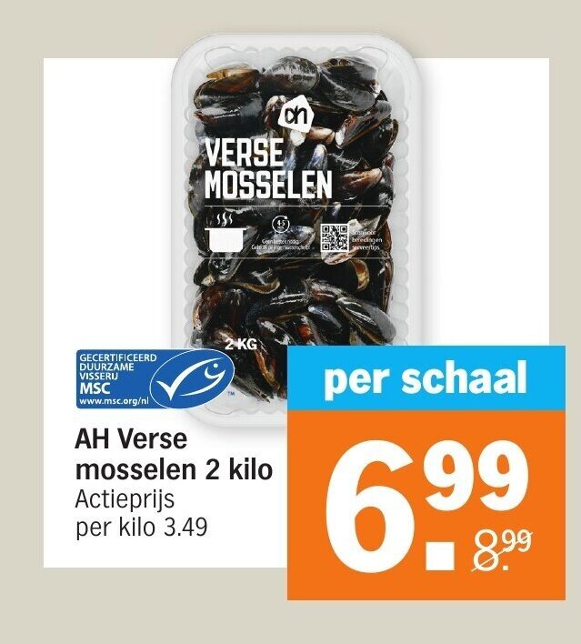 Verse mosselen 2 kilo aanbieding bij Albert Heijn