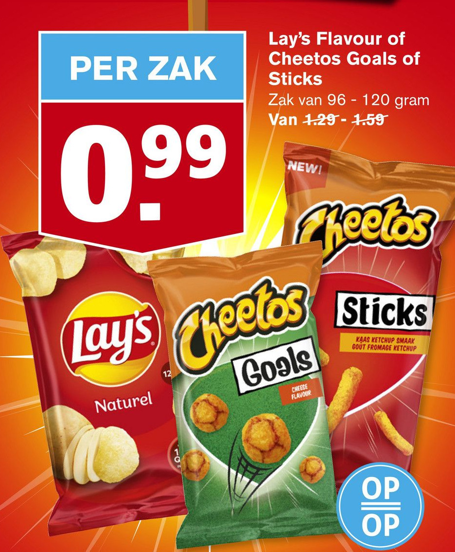 Lay's Flavour of Cheetos Goals of Sticks aanbieding bij Hoogvliet