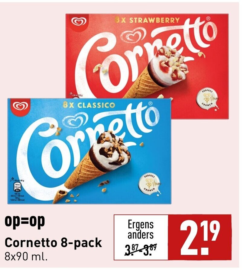 Cornetto 8-pack 8x90ml aanbieding bij ALDI