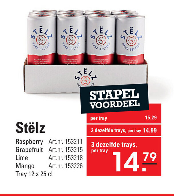 Stelz tray 12x25 cl aanbieding bij Sligro