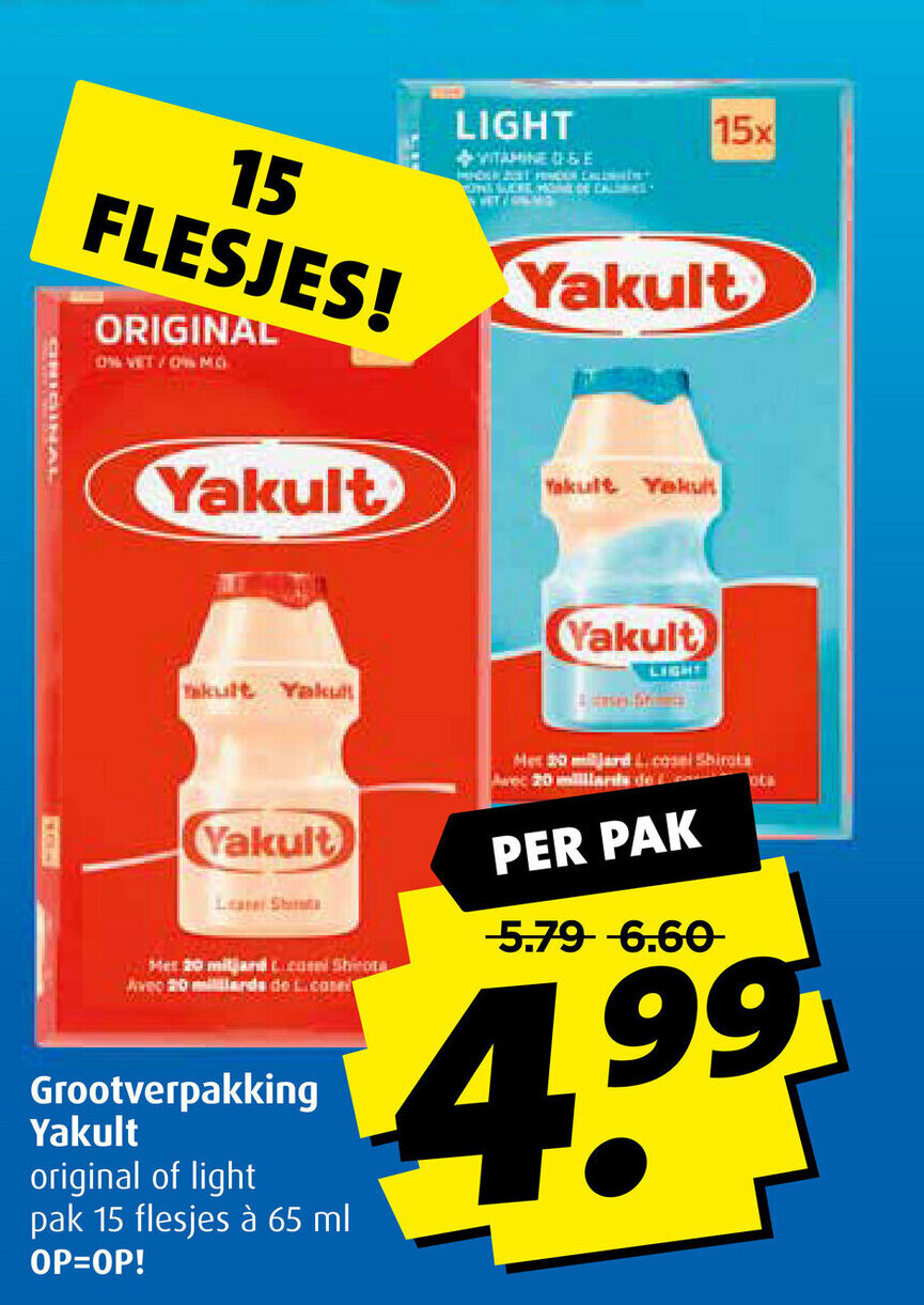 Grootverpakking Yakult original of light pak 15 flesjes a 65 ml ...