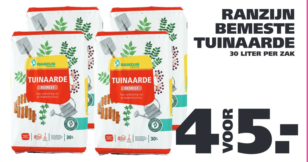 RANZIJN BEMESTE TUINAARDE 30 LITER PER ZAK aanbieding bij Ranzijn