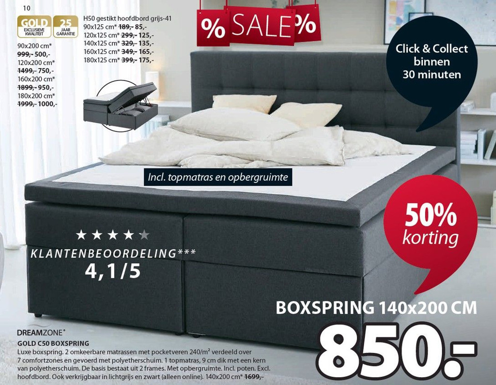 GOLD C50 BOXSPRING aanbieding bij Jysk