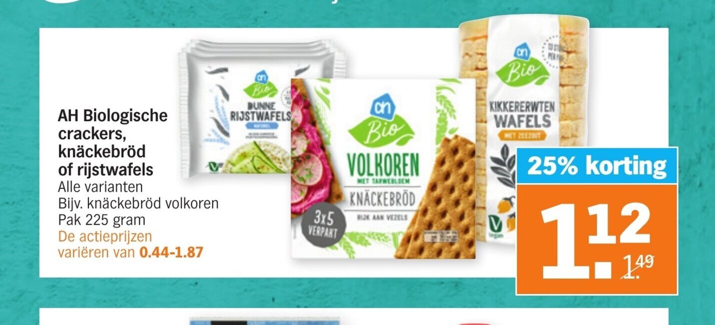Biologische crackers knackebrod of rijstwafels aanbieding bij Albert Heijn