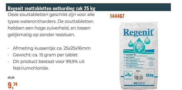 Regenit Zouttabletten Ontharding Zak 25 Kg aanbieding bij De Boer Drachten
