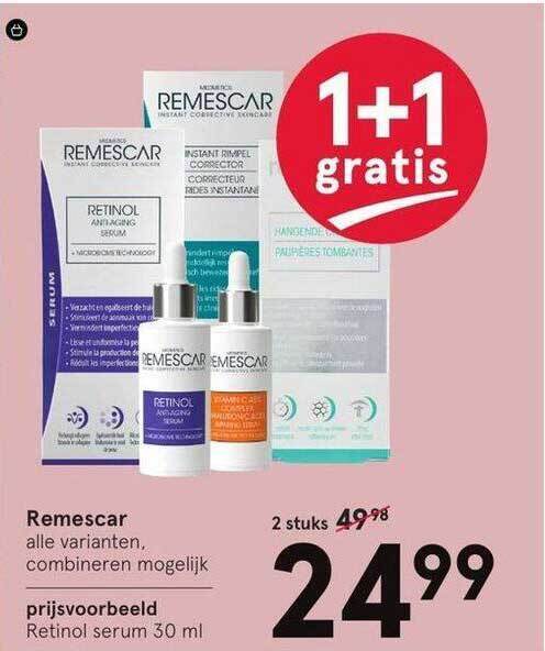 Remescar 1+1 Gratis aanbieding bij Etos