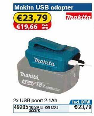 Makita USB Adapter aanbieding bij Toolstation