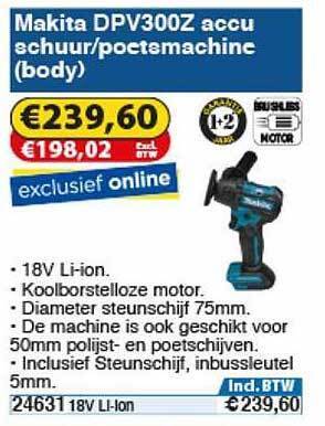 Makita DPV300Z Accu Schuur-Poetsmachine (Body) aanbieding bij Toolstation