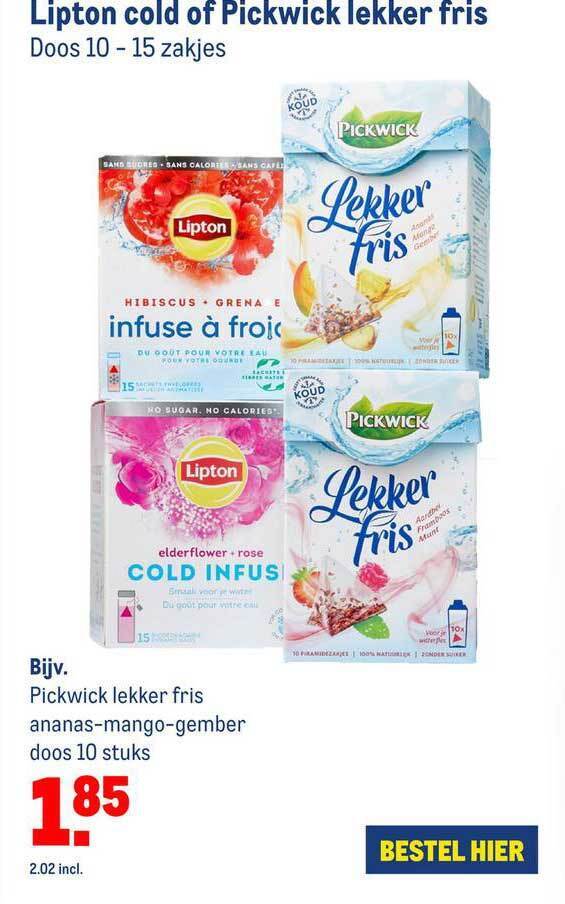 Lipton Cold Of Pickwick Lekker Fris aanbieding bij Makro