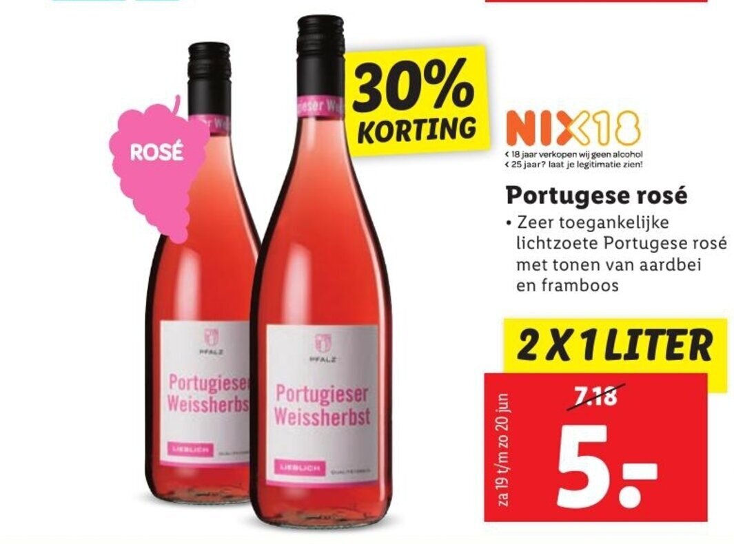 Portugese rose 2*1 L aanbieding bij Lidl