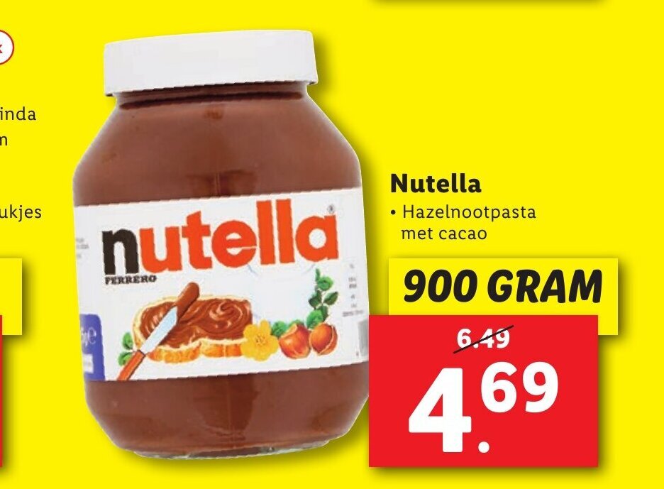 Nutella 900 gram aanbieding bij Lidl