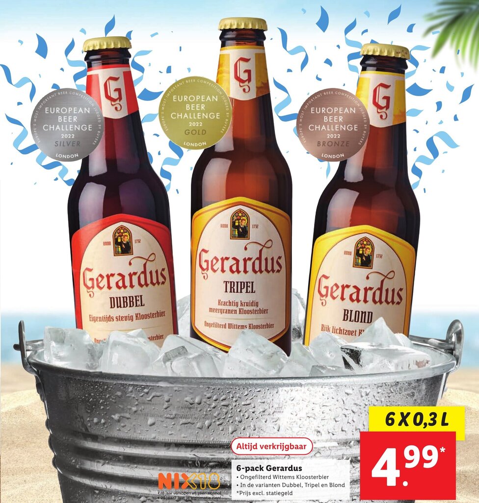 6-pack Gerardus 6x0,3 L aanbieding bij Lidl
