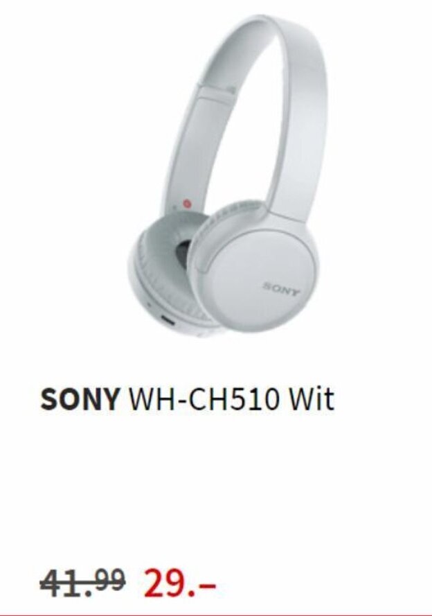 Sony WH-CH510 Wit aanbieding bij MediaMarkt