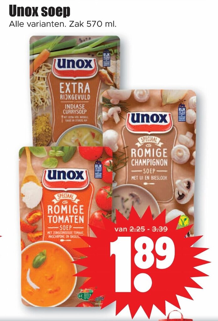 Unox soep zak 570 ml aanbieding bij Dirk