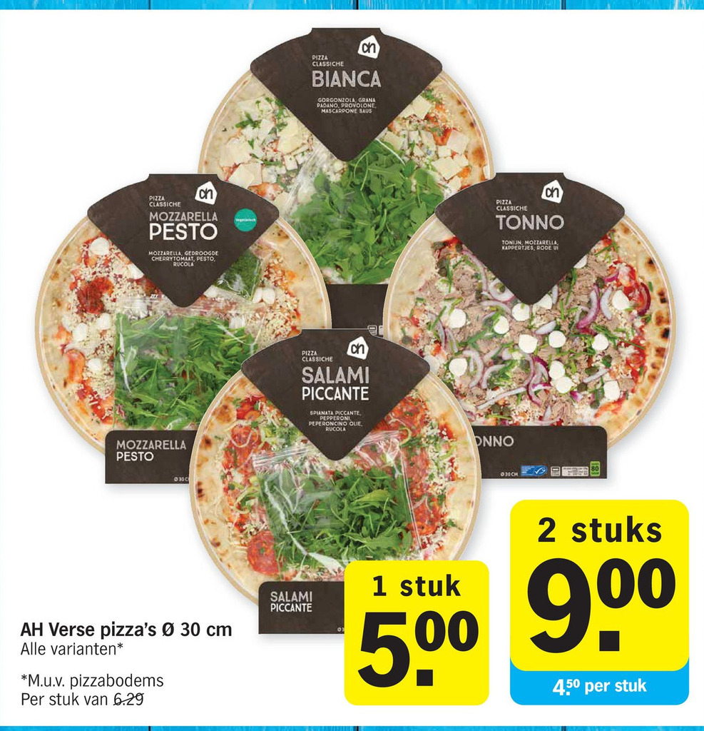 AH Verse pizza's Ø 30 cm aanbieding bij Albert Heijn