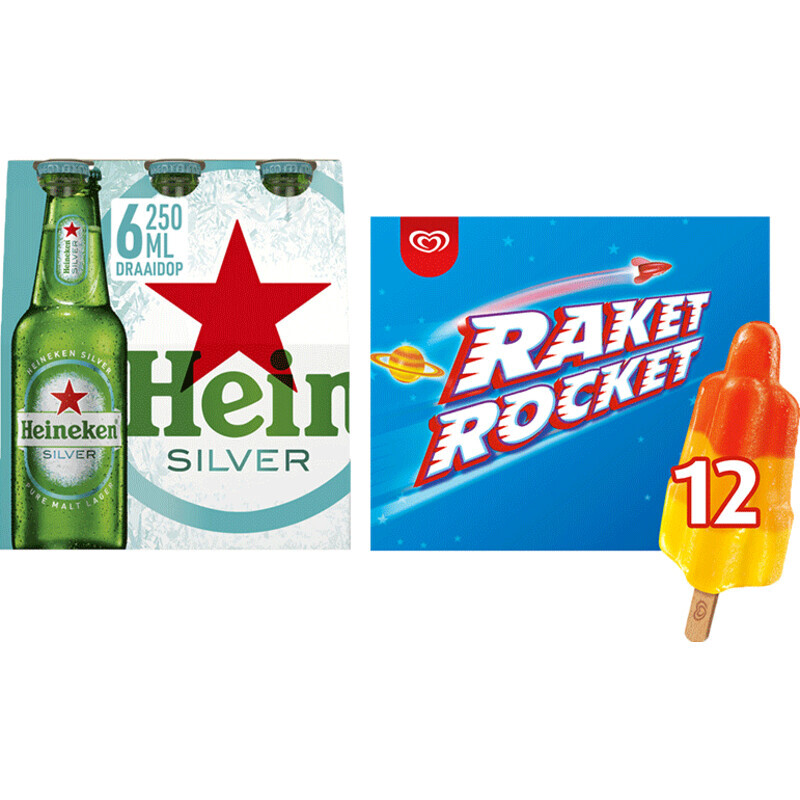 Heineken Silver & Ola Raket bier & ijs aanbieding bij Albert Heijn