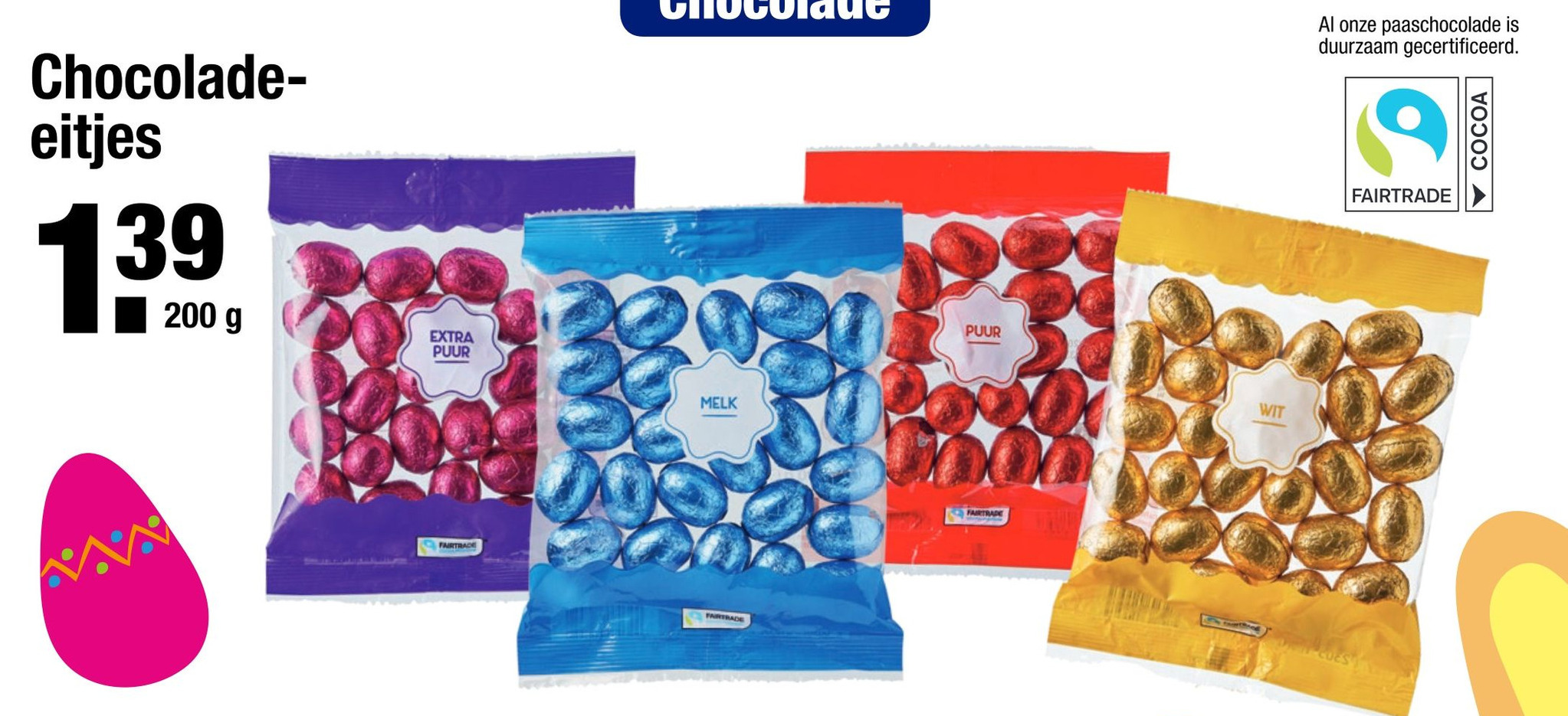 Chocolade-eitjes 200 g aanbieding bij ALDI