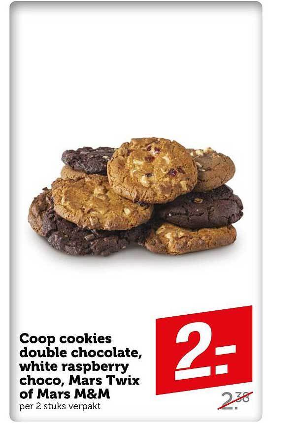 Coop Cookies Double Chocolate, White Raspberry Choco, Mars Twix Of Mars ...