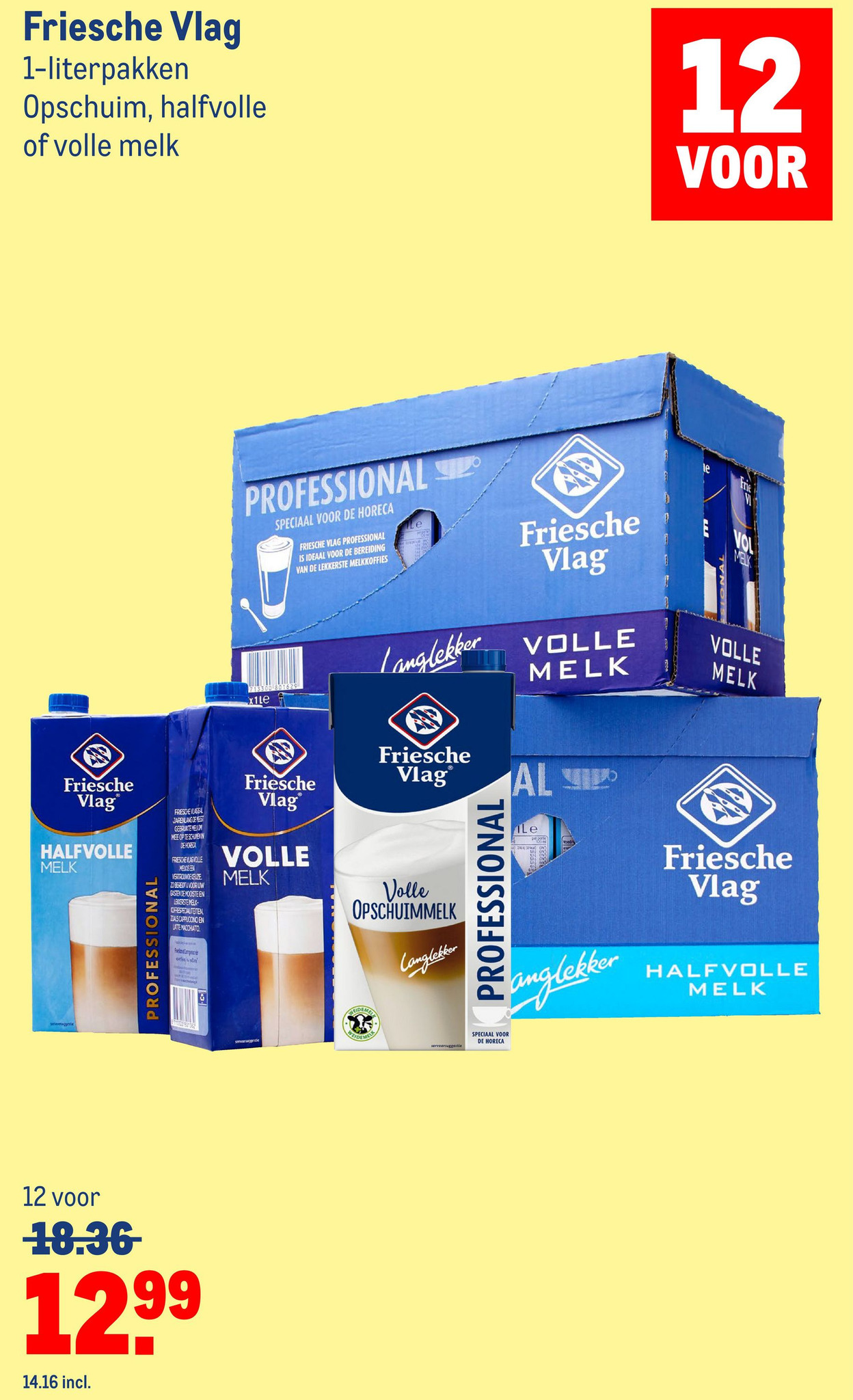 Friesche Vlag 1-literpakken Opschuim, halfvolle of volle melk ...