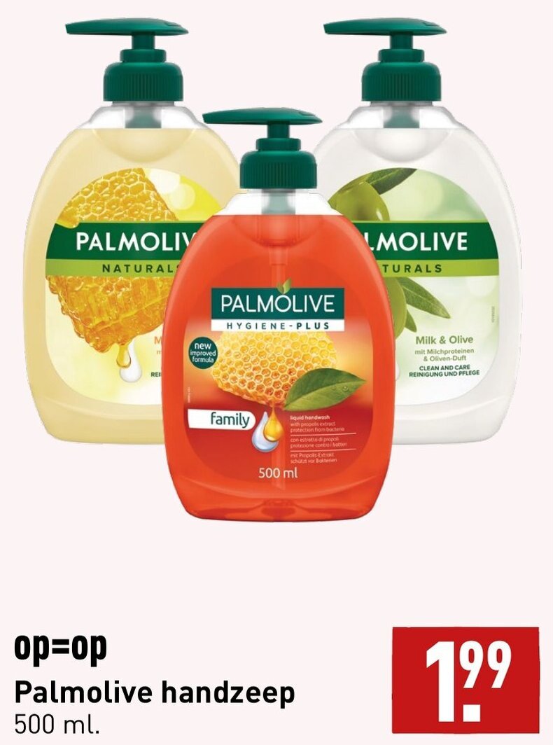 Palmolive handzeep 500ml aanbieding bij ALDI