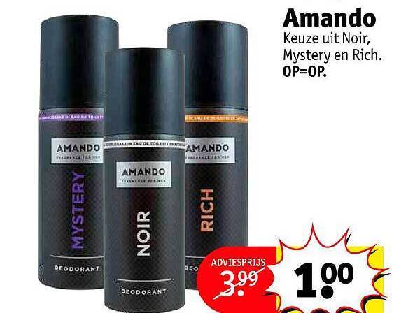 Amando Noir, Mystery En Rich aanbieding bij Kruidvat